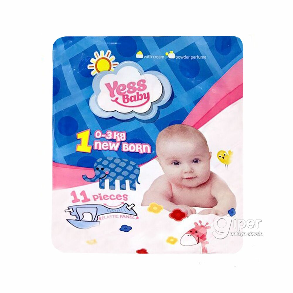 Подгузники новорожденным Yess baby стандарт №1, 0-3 кг (11 шт) от 0 ТМТ